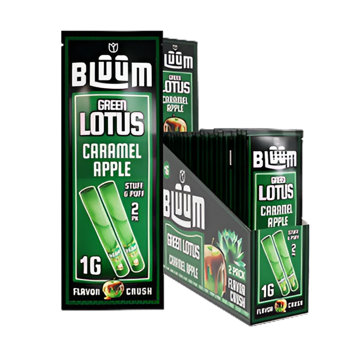 BLUUM ROLLS 1G 2/PK 10PK/BOX GREEN LOTUS (CARAMEL APPLE) – Valley México