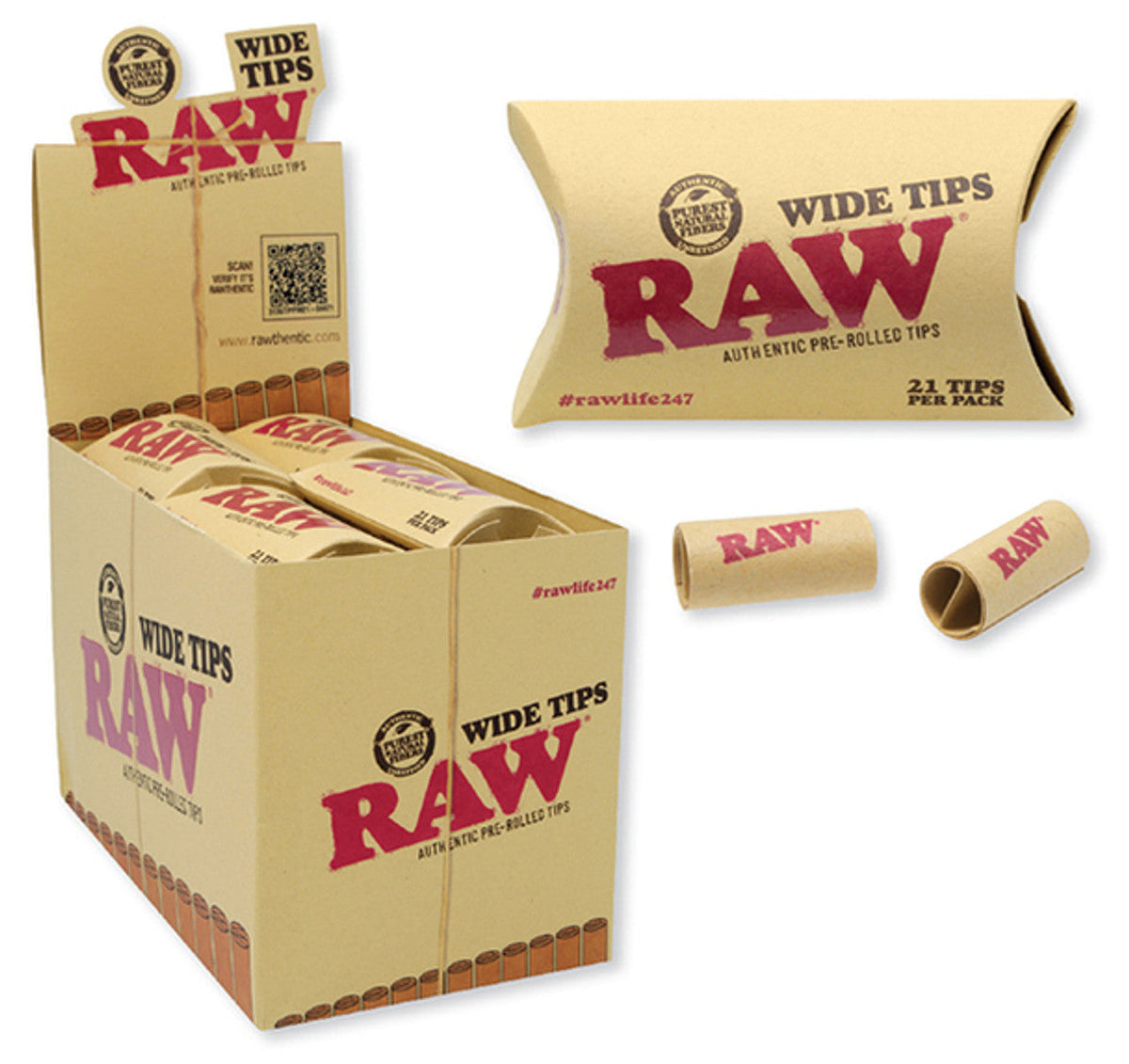 RAW PRE-ROLLED TIPS WIDE 21 TIPS/PK 20PK/BOX 51477 – Valley México