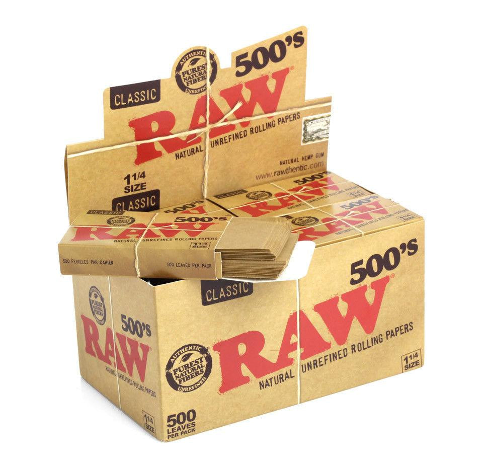 RAW CLASSIC 1 1/4 SIZE 500'S 20 PACKS/BOX 500 LEAVES PER PACK 01571 ...